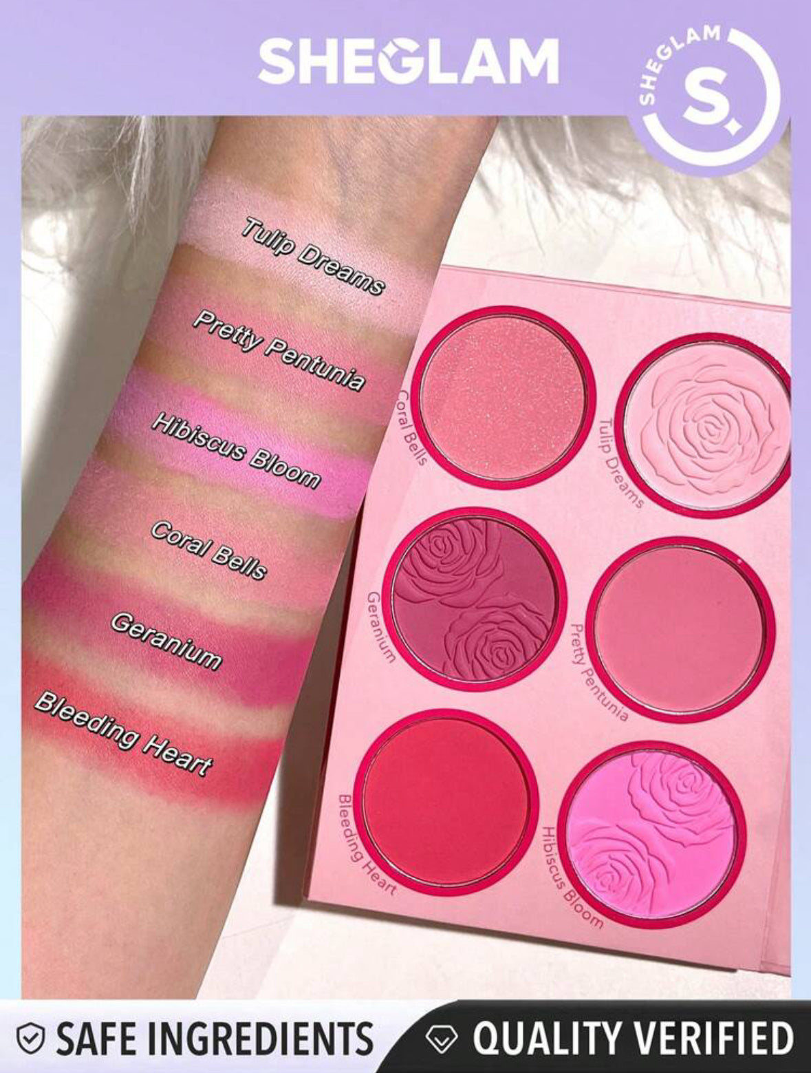 SHEGLAM Floral Flush Blush Palette 6-Color Pressed Powder Blush Palett ...